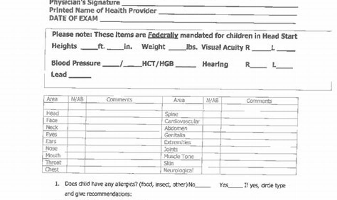 Complete Guide: Head Start Physical Form Requirements