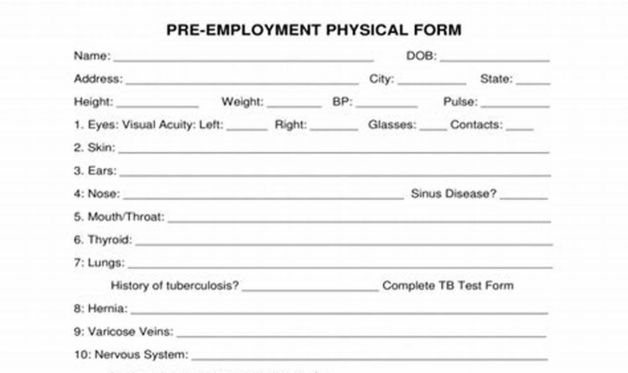 Pre-Employment Physical Forms: A Complete Guide